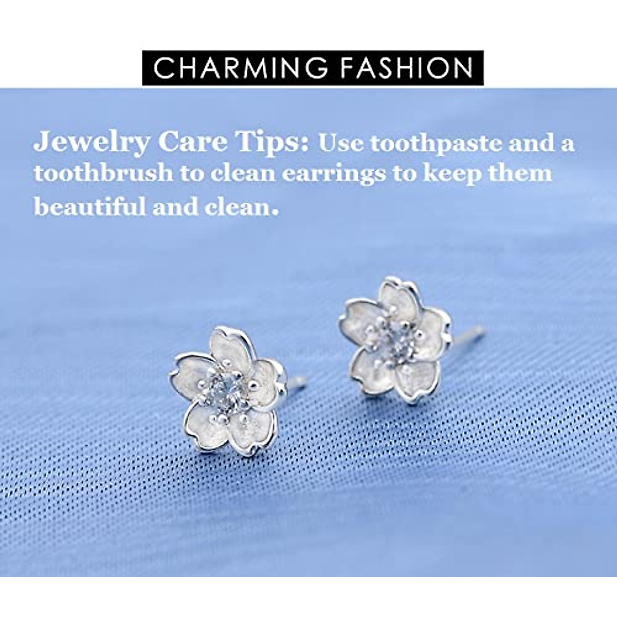 BZG Flower earrings Sterling Silver Cubic-zirconia Stud Earrings Flower stud earrings Earring for women Hypoallergenic earrings Silver earrings Sexy earrings