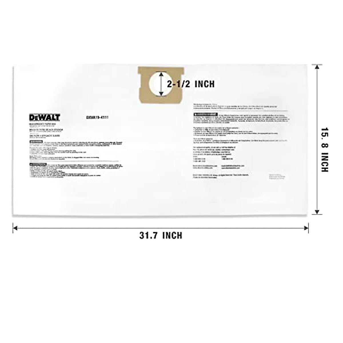 DEWALT DXVA19-4111 Fine Dust Bag Fits for 6-10 Gallon DEWALT Wet/Dry Vacuum