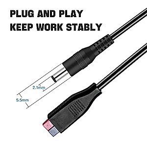 enernova Solar Connectors Y Branch Parallel Adapter Cable Wire, 18AWG Solar Extension Cable with DC 5.5x2.1mm Male Connector, for Solar Panel, Black