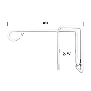 JOYSEUS 2 Pack Vinyl Fence Hooks, 5 x 10 Inches Durable White Powder Coated Steel Fence Hanger for Light, Hanging Plants, Bird feeders, Lights, Pool Equipment…