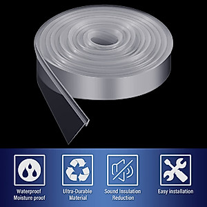 Shower Door Bottom Seal 108 Inch Shower Door Seal Strip Silicone Shower Bottom Waterproof Door Sweep Replacement Seal for Home Bathroom Shower (Clear, Incline T Style)