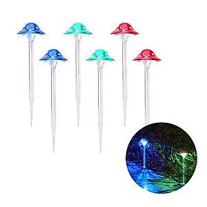 QEEPGG Solar Mushroom Lights Outdoor Pathway 6pcs, Multi-Color Changing Durable Plastic Cute LED Light, Solar Landscape Lights Waterproof for Lawn, Patio, Yard, Walkway, Driveway and Garden