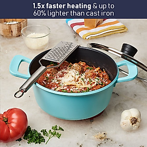 Bergner - Retro Cookware - Pots and Pans Set Nonstick - Induction Cookware Suitable for all Stove Types - Dishwasher Safe - 4.5 Quart Covered Dutch Oven - Champagne