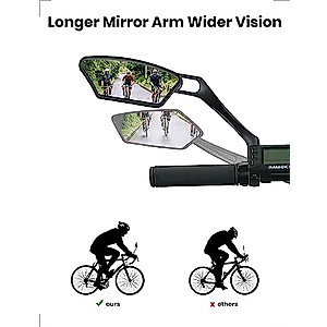 MAGICYCLE 2023 New 360 degree retractable Bike Mirrors 1 Pair Handlebar Rear View Mirror E-Bike Mirrors Adjustable Rotatable Safe Wide Angle HD Glass Bicycle Mirrors for Handlebars