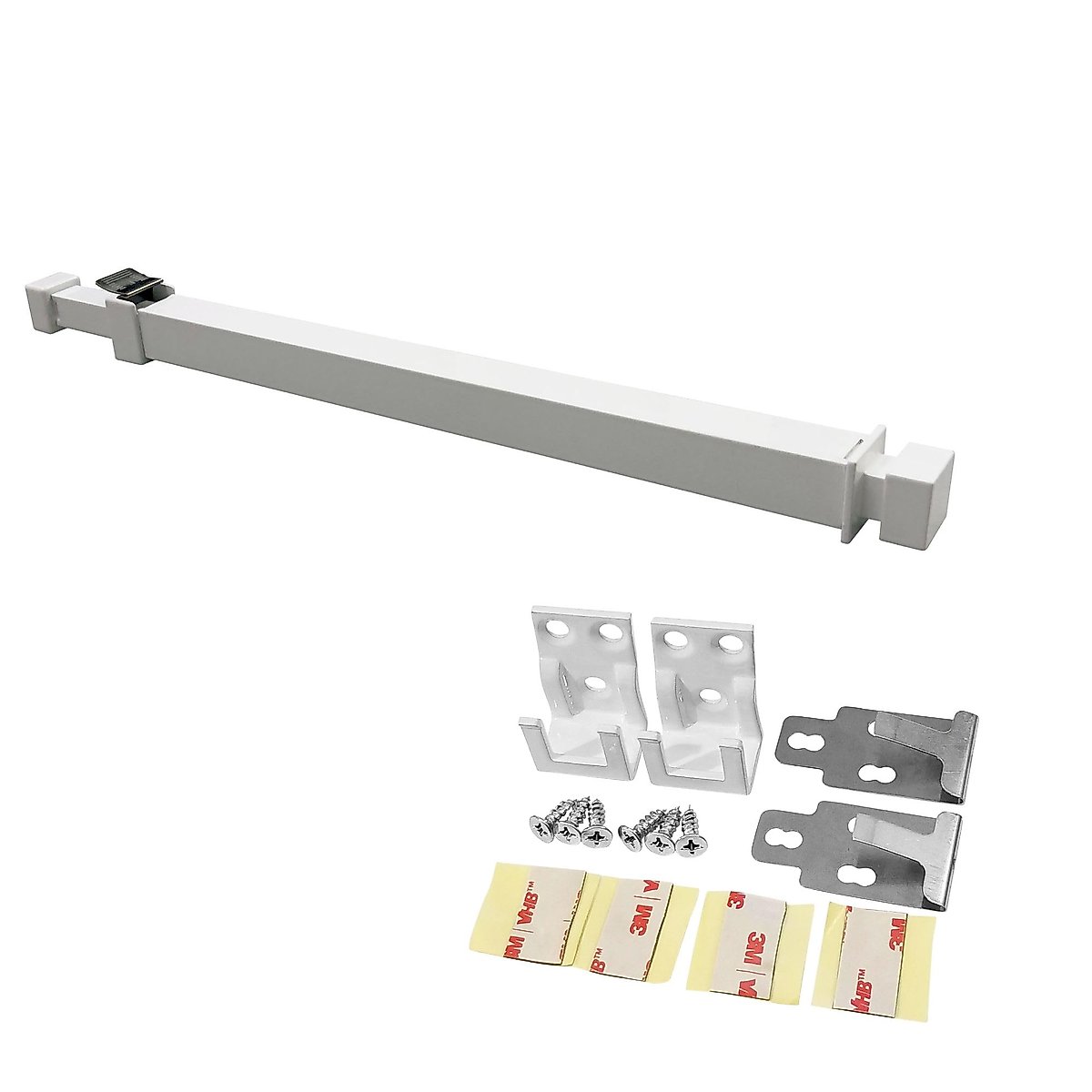 Ideal Security Window Security Bar with Childproof Lock, Adjustable Window Lock AC Units and Inside Security, Horizontal and Vertical Sliding Window Bar, White (15.7-26.75 Inches)