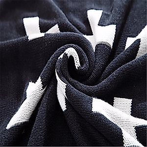 EsyDream Knitting Blanket Jacquard Soft Sofa Cover Baby Throw Blanket Warm,Black & White Cross Design,43x50inch (110x130cm)