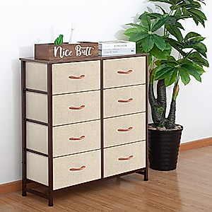 AZL1 Life Concept Storage Dresser Furniture Unit-Tall Standing Organizer for Bedroom, Office, Living Room, and Closet-8 Slim Drawer Removable Fabric Bins, Beige