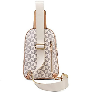 Sling Bag for Women Small Belt Chest Bum Bag Checkered waist Fanny Pack Crossbody for women Designer-Perfect for On-the-Go Style (White)