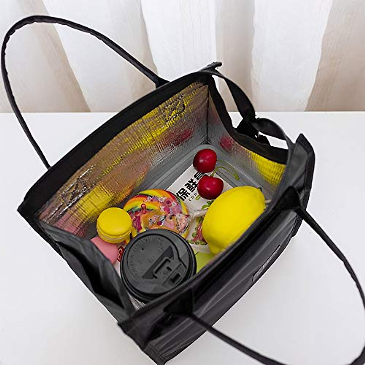 Lunch Bag , BINSENI Lunch Bags for Women & Men Lunch Tote Insulated , Reusable Large Lunch Bag Suitable for Work, Picnics and Outdoor Activities(Black)