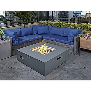 Paramount FP-419 Square Aluminum Concrete Look Firepit Table with Convertible Burner, Grey
