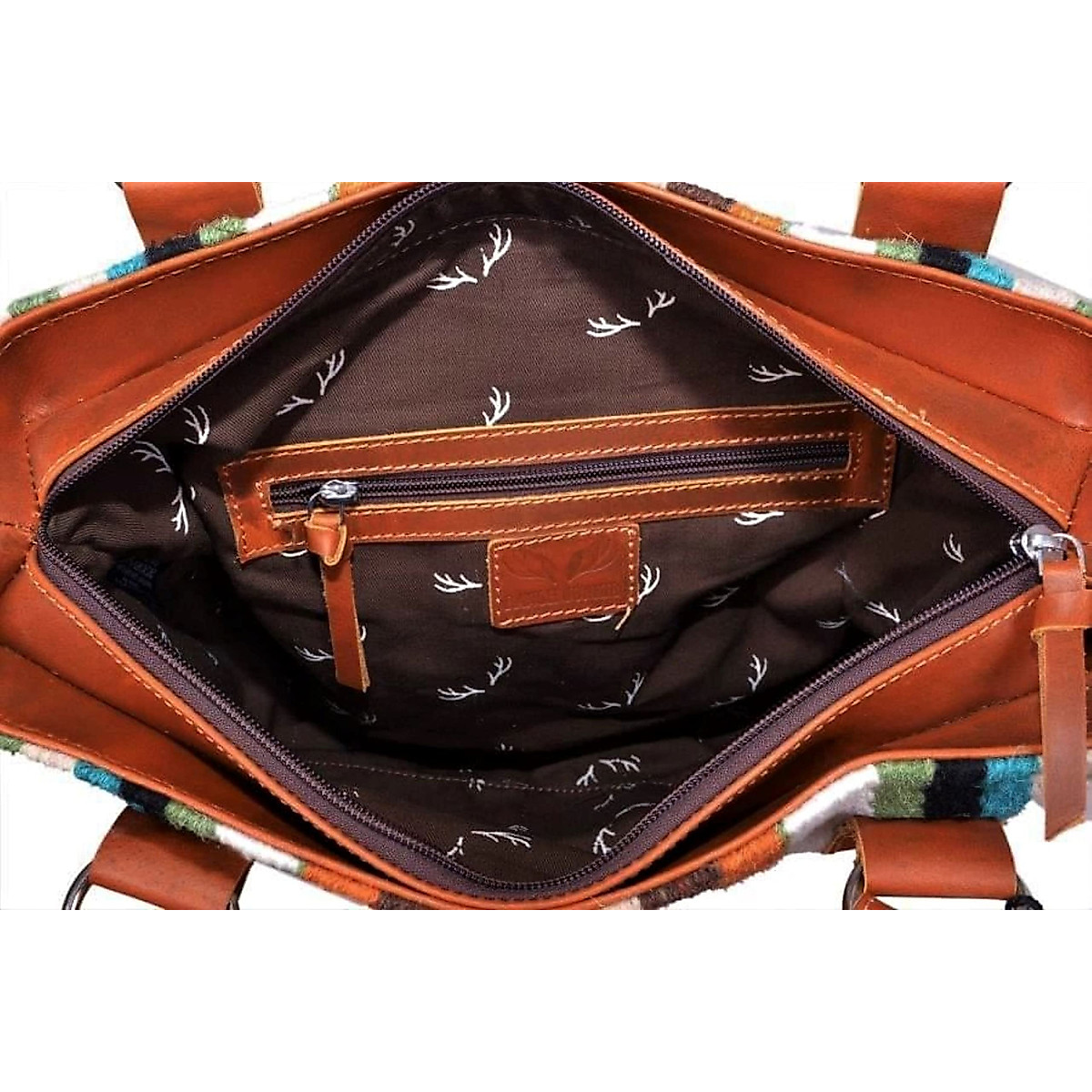 Southwestern Handwoven Wool Leather Boho Tote Western Handbag (Aspen)