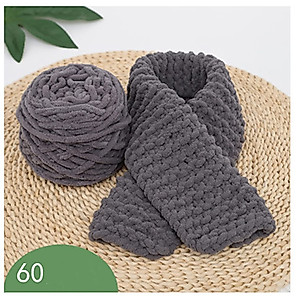 3 Balls Sparkling Chenille Yarn, Super Soft Thick Velvet Blanket Yarn for Crochet Knitting Home Décor DIY Craft Bulky Weight Polyester Ice Strip Yarn for Baby Blanket 300g (Dark Grey)