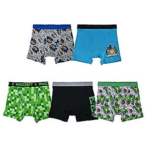 Minecraft Boys 5-Pack Boxer Briefs Underwear Comfortable 6 Multicolor