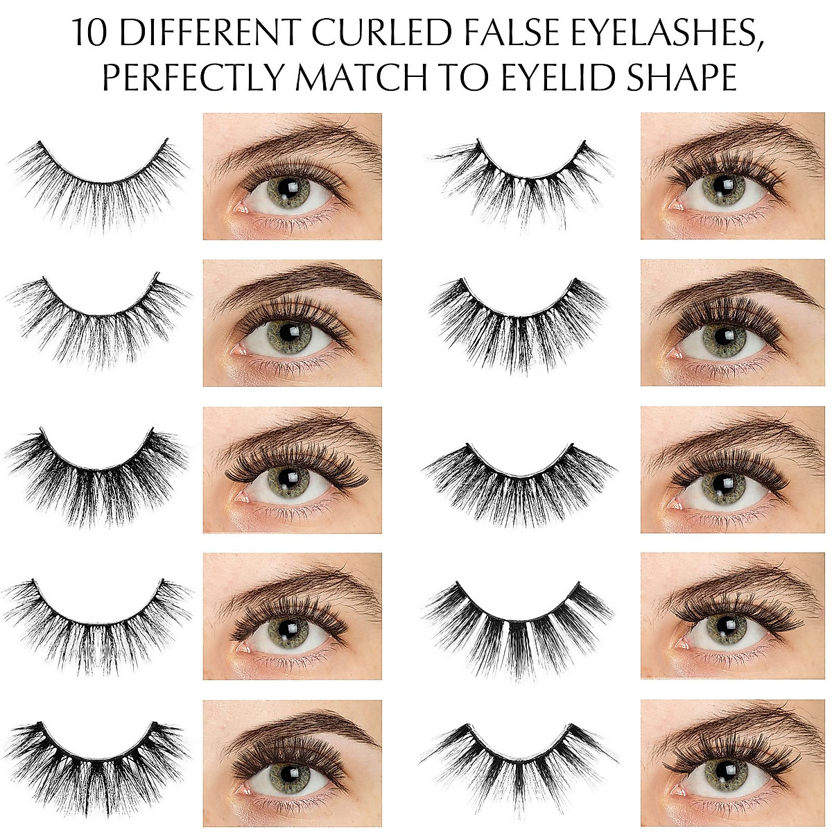 Leelosp 80 Boxes Bulk Mink Lashes 10 Styles Wholesale False Fluffy Eyelashes Volume Lashes 12-20 mm Fake Lashes with 80 Lash Brush Mixed Natural Look 3D Lash