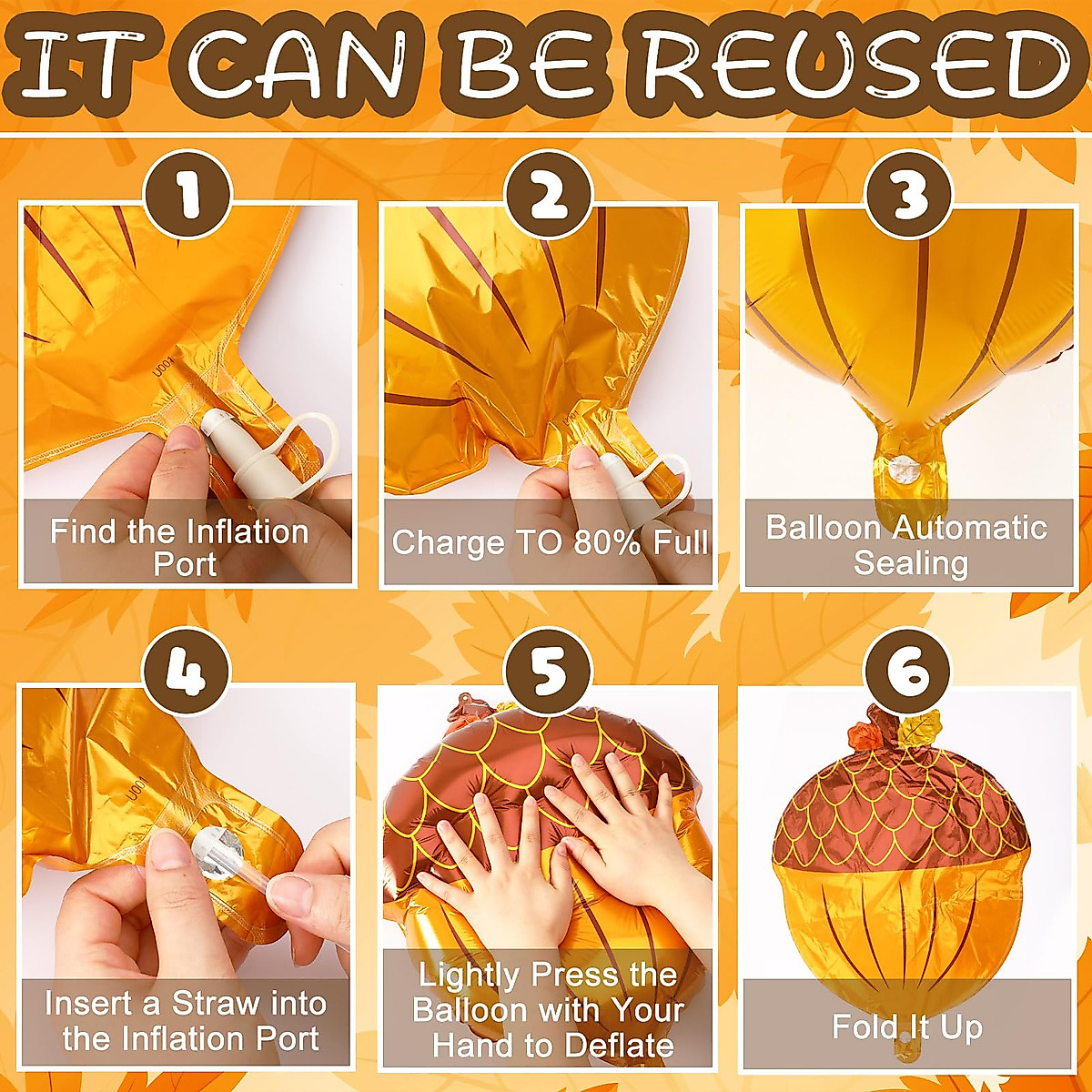 FEBSNOW 30Pcs Fall Balloons Thanksgiving Foil Balloons Large Pumpkin Maple Leaf Pine Mylar Balloons Garland for Autumn Thanksgiving Baby Shower Birthday Party Decorations