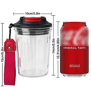 KETIEE Sports Water Bottle-15oz Travel Bottle Tritan BPA Free with Portable Sip & Straw Lid -Clear Leak Proof Gym Bottle Reusable Iced Coffee Mug On the Go for Women Men (Black)