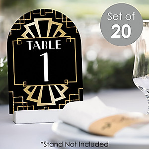 Big Dot of Happiness Roaring 20’s - 1920s Art Deco Jazz Party Double-Sided 5 x 7 inches Cards - Table Numbers - 1-20