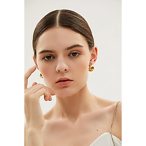 POVIK Clip On Earrings for Women Gold Hoop Earrings 14K Gold Plated Gold Ball Hypoallergenic Earrings Lightweight Chunky Statement Earrings Gift Fashion Jewelry