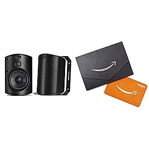 Polk Audio Atrium 5 Outdoor Speakers with Powerful Bass (Pair, Black) - All-Weather Durability | Broad Sound Coverage | Speed-Lock Mounting System and $20 Amazon.com Gift Card