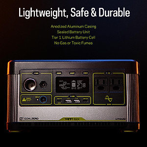 Goal Zero Yeti Portable Power Station - Yeti 500X w/ 497 Watt Hours Battery Capacity, USB Ports & AC Inverter - Rechargeable Solar Generator for Camping, Travel, Outdoor Events, (5th Gen)