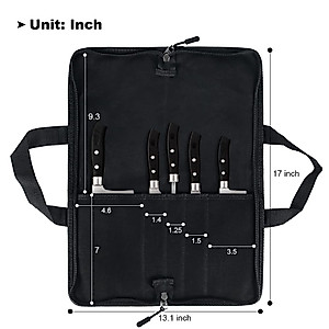 JOINDO Water Resistant Waxed Canvas Knife Bag with Durable Zipper, 5 Slots Professional Chef Knife Roll Bag with Handle, Heavy Duty Knives Pouch, 1 Pack