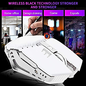 Kafuty-1 Wireless Gaming Mouse,Rechargeable USB Optical Mouse with 6 Buttons,7-Color LED Ergonomic Computer Gaming Mice,Adjustable DPI for Game Players(#3)