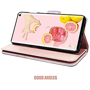 Fingic for Galaxy S10e Case, Samsung S10e Case Wallet, Rose Gold Marble 9 Card Holder PU Leather Detachable Wrist Strap Wallet Case for Women Cover for Samsung Galaxy S10E, Rose Gold