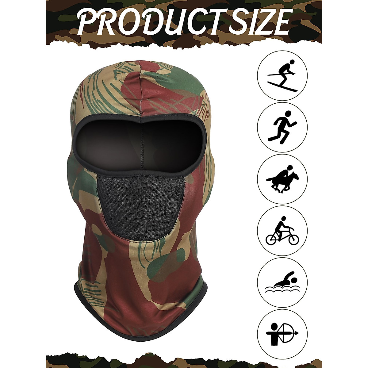 SATINIOR 9 Pieces Balaclava Ski Mask Cover Breathable Sun Dust Protection Full Face Cover for Winter Outdoor Activities(Medium,Novel Camouflage)