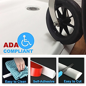 Duzzy 67 Inch Collapsible Shower Water Dam, Shower Threshold Water Stopper Barrier and Retention System and Keeps Water Inside Threshold Dry and Wet Separation, Suitable for Bathroom & Kitchen