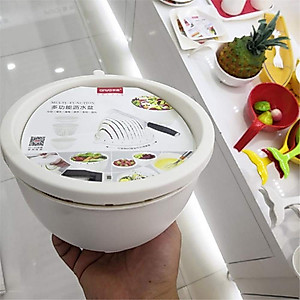 Fantasee Easy Fruit Vegetable Salad Cutter Bowl, Multi-Function Kitchen Colander Strainer Double Layered Rotatable