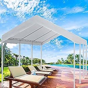 Abba Patio 10 x 20 ft Heavy Duty Carport Car Canopy Garage Boat Shelter Portable Tent for Outdoor Party, Wedding, Birthday, Garden, with 8 Legs Ivory