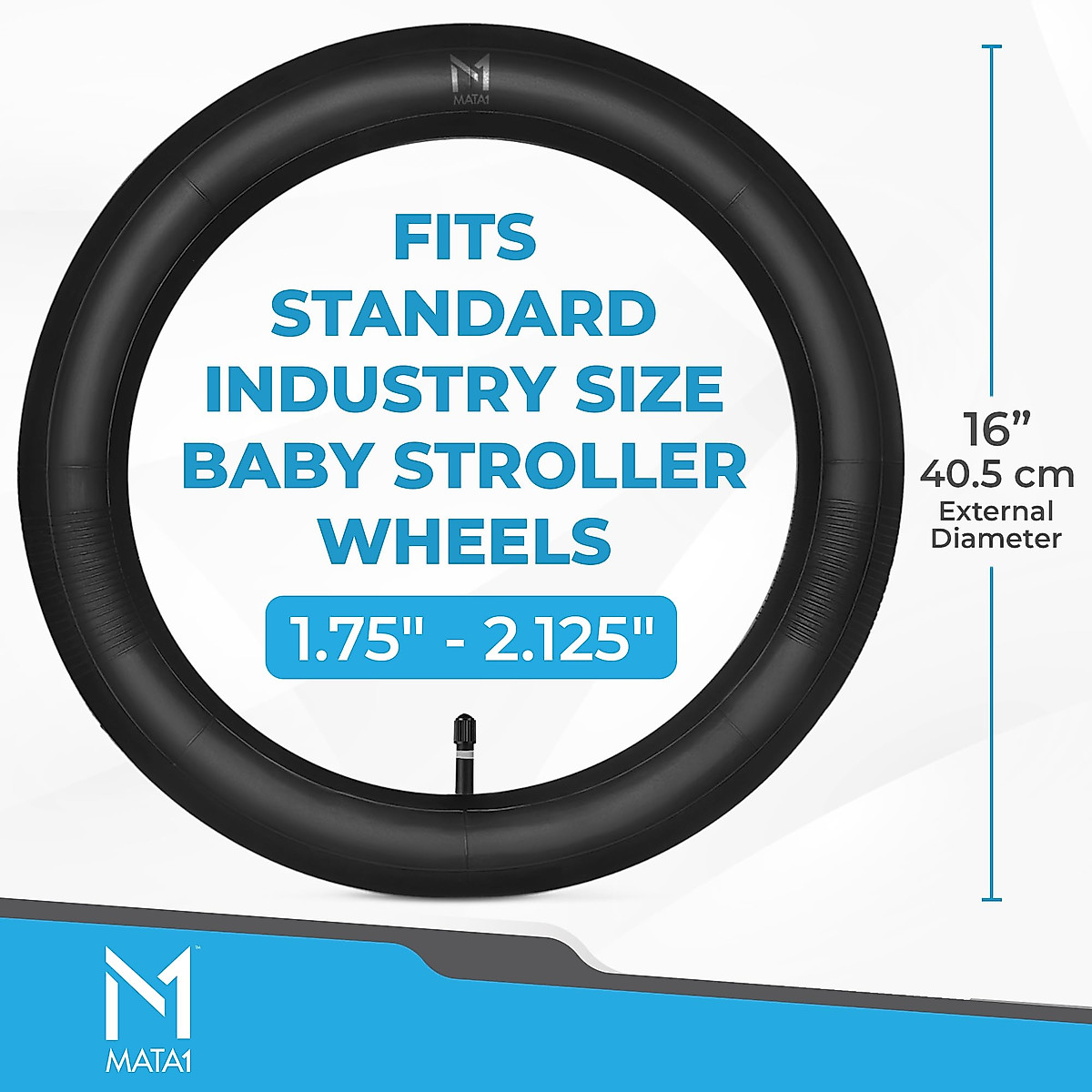 2 Inner Tube Tire Replacements 16" x 1.5/1.75/1.95/2.125 for Jogging Stroller - Compatible w/All Brands: BoB Revolution Flex/Pro/SE/SU, Graco, Go Jogging, Thule Urban Glide & More by Mata1-USA