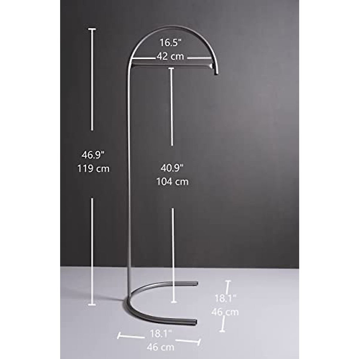 VEGAINDOOR Half Moon Metal Clothes Rack Strong Garment Rack, Industrial Clothing Rack,Heavy Duty Clothes Rack,Portable Clothing Rack Hanging Clothes Rack for Small Spaces and Rooms,Metallic Gray