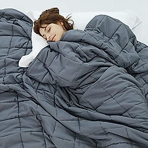 Weighted Idea Weighted Blanket Twin Size 15 lbs for Adult 48" ×78" (Soft and Breathable Fabric, Dark Grey) Soft Cooling Weighted Blanket Queen with Premium Glass Beads