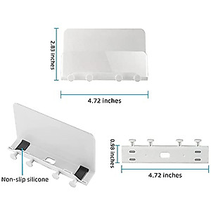 LIULANZ Clear Wall Mount Adhesive Phone Holder,Multi-Function Cell Phone Charging Brackets Holders,Hook for Living Room, Kitchen, Bathroom, Office,Compatible with Most Phones and Tablet