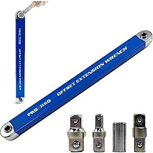 blueVVellow Bias extension wrench with 1/2 "", 1/4"", and 3/8 ""square drive adapter, suitable for small area universal extension wrenches, extension wrench kit, impact bias extension wrench