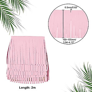 PH PandaHall 2 Yards Leather Fringe Trim, 4 Inch PU Leather Tassels Pink Tassel Trim DIY Dance Skirt Tassel Fringe Wrap Cover for Clothes Dress DIY Lamp Shade Bag Sewing Craft Embellishment