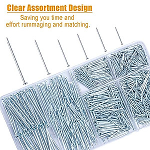 KURUI 700pcs Hardware Nails for Hanging Pictures Assorted Kit, Up to 2"-Long Picture Hanging Nails for Wall Drywall Wood, 6 Sizes Nails Assortment Kit, 640 Frame Nails and 60 Small Finishing Nails