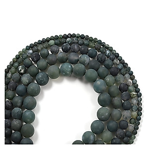 YU 1Strand 4-12mm Natural Matte Aquatic Green Stone Dull Polish Round Loose Spacer Beads for Jewelry Makings Supplies T311 (Color : Aquatic Agate, Item Diameter : 12mm X 32Pcs)