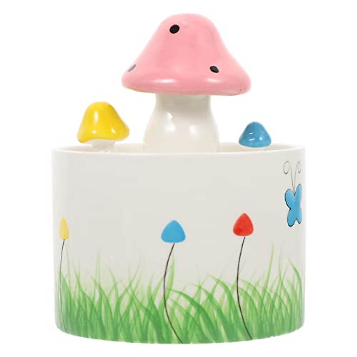 NUOBESTY Automatic Pet Waterer Ceramic Mushroom Shaped Cat Watering Fountain Small Animal Drinking Dishes Dog Food Bowl Hamster Feeding Dispenser Pet Accessories