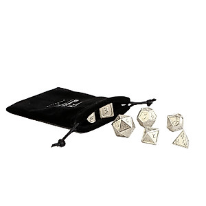 HEIMDALLR Metal DND Dice Set 7pcs - Indestructible Metal Dice Set w/Dice Bag; D&D Dice Set D&D (Dungeons and Dragons Dice Set) w/ D20 Dice - Blacksmith Craft Dice (Weathered Bronze)