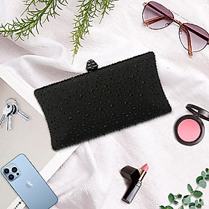 jessie Women Beaded Clutch Bag Rhinestone Crystal Purse Glitter Evening Handbag for Wedding Cocktail Prom Party (Black)