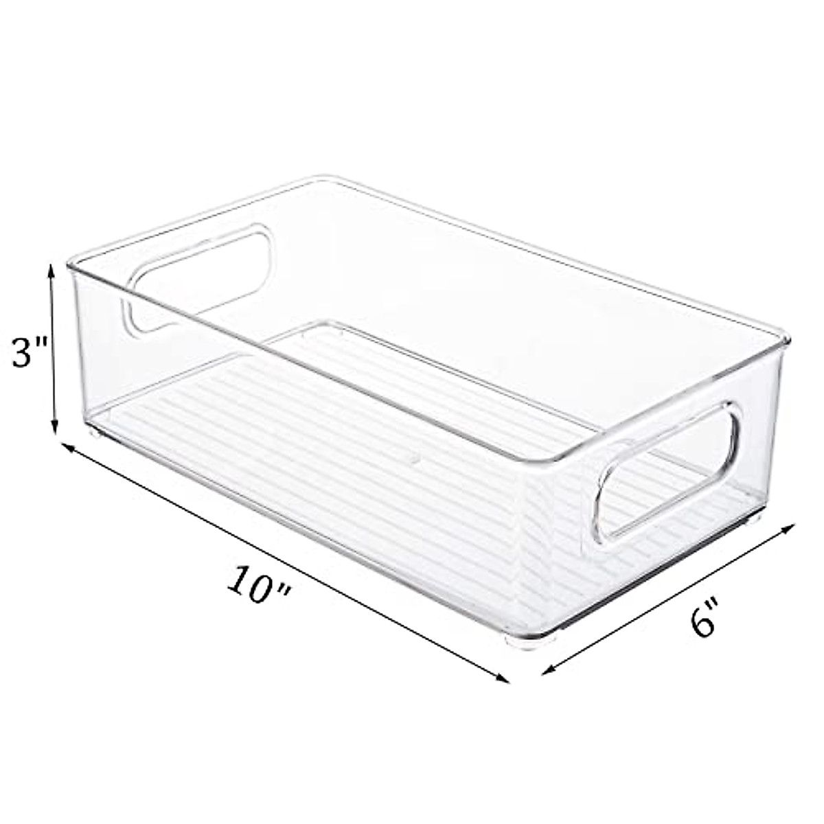 Kingrol 6 Pack Plastic Storage Bins for Pantry, Refrigerator, Countertop, Cabinet Organization, Stackable Food Storage Organizer with Handles, BPA Free, 10 x 6 x 3 Inch