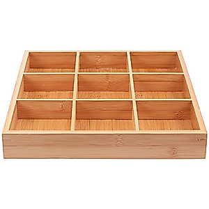 DOITOOL Divided Serving Tray Bamboo 9 Compartments Serving Platter Sushi Plate Candy Bowl for Home Restaurant