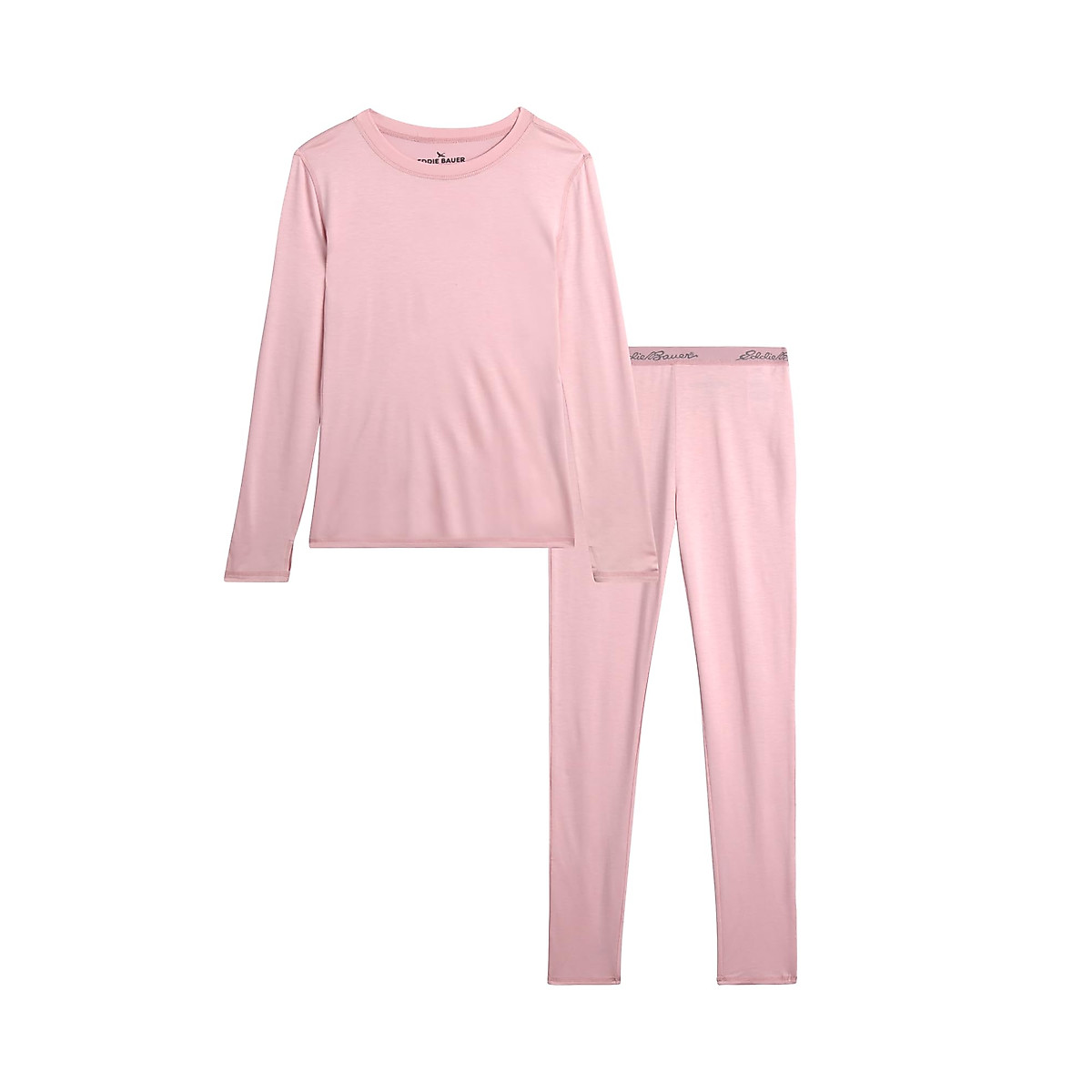 Eddie Bauer Thermal Underwear For Kids - 2 Piece Performance Base Layer Underwear Set For Boys and Girls (5-16), Size 7-8, Soft Pink