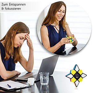 CUBIDI® Star Fidget Cube Spinner 2 in 1 Toy, 1x3x3 Magic Speed Cube for Adults, Teens and Kids, Handheld, Lightweight, Durable for Anti-Stress Sensory, Desk Toy, Ideal as Travel Fidgeting, Spinner Toy