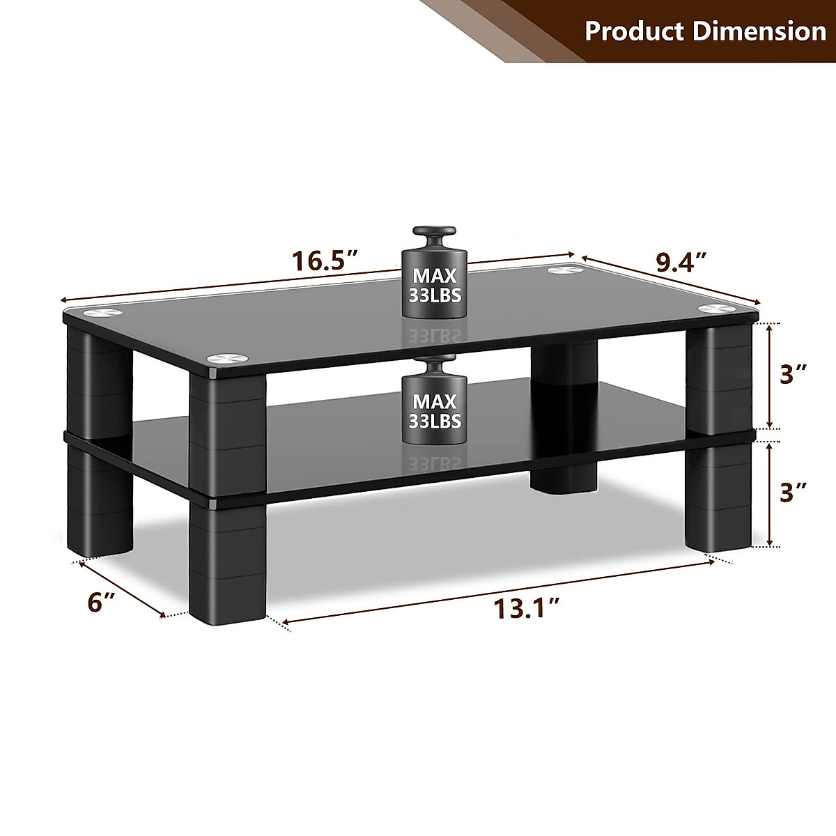 TAVR Monitor Stand Riser, 2 Tier Monitor Stand with Storage Organizer and Adjustable Height for Computer Laptop PC Printer Screen, Black