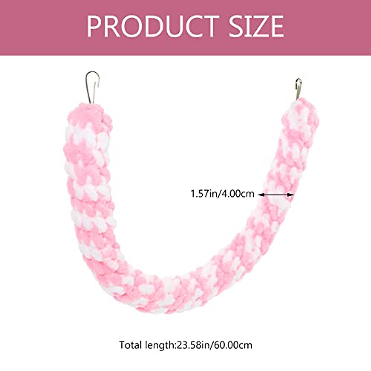 PATKAW Hamster Hanging Toy Rat Toys Bird Rope Perch Swing Toy for Cage Accessories Climbing Exercising Pink White