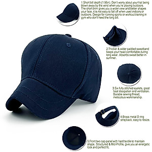REDSHARKS mens Structured Short Bill Plain Brim Trucker Baseball Dad Cap, Navy, X-Large