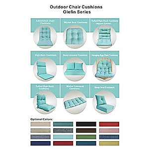BOSSIMA Outdoor Indoor High Back Chair Tufted Cushions Comfort Replacement Patio Seating Cushions Set of 2 Light Blue